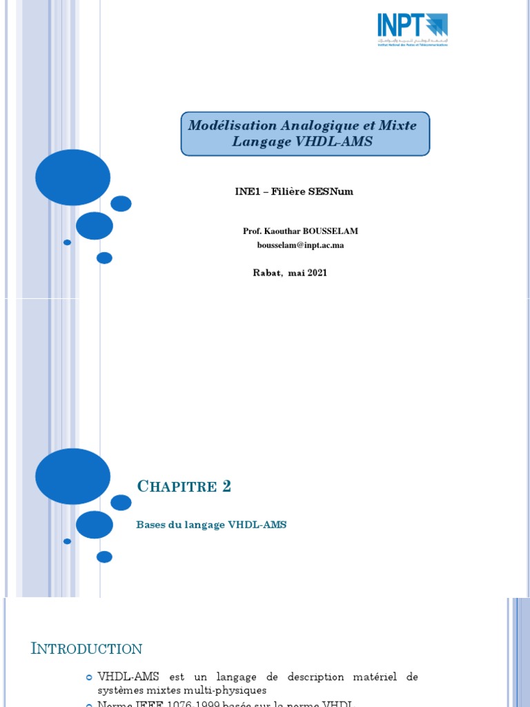 Bases du langage VHDL-AMS | PDF