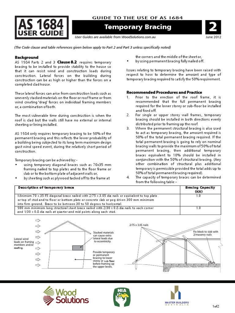 AS 1684 User Guide 2 - Temporary Bracing | PDF | Framing (Construction ...