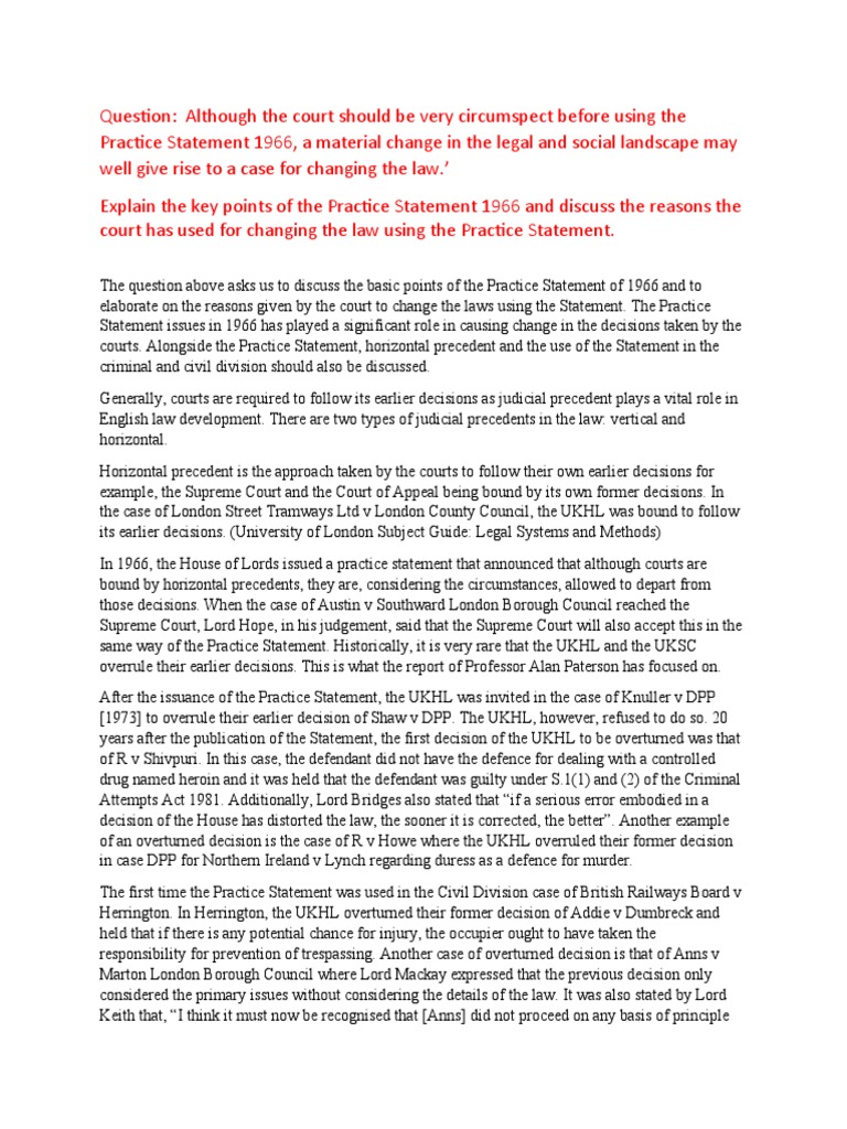 Practice Statement | PDF | Precedent | Governance