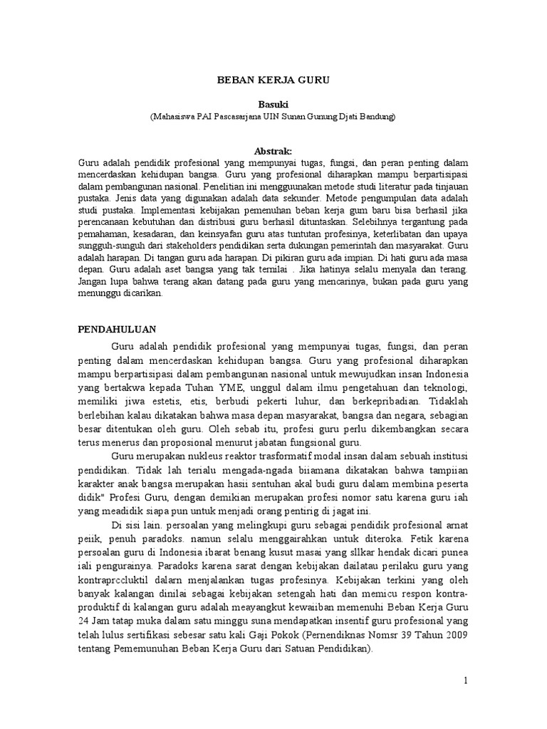 Beban Kerja Guru - Basuki (2210040040) | PDF