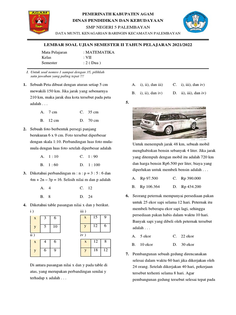 Soal UAS Kelas 7 Matematika | PDF