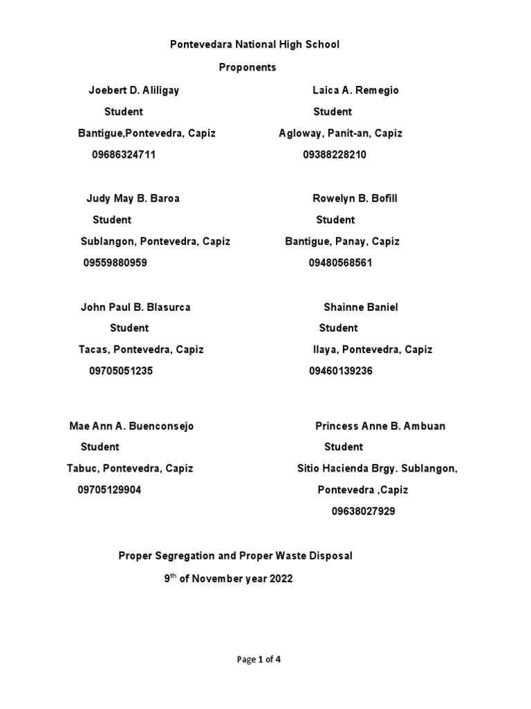 Proper Waste Segregation Project | PDF | Waste | Municipal Solid Waste