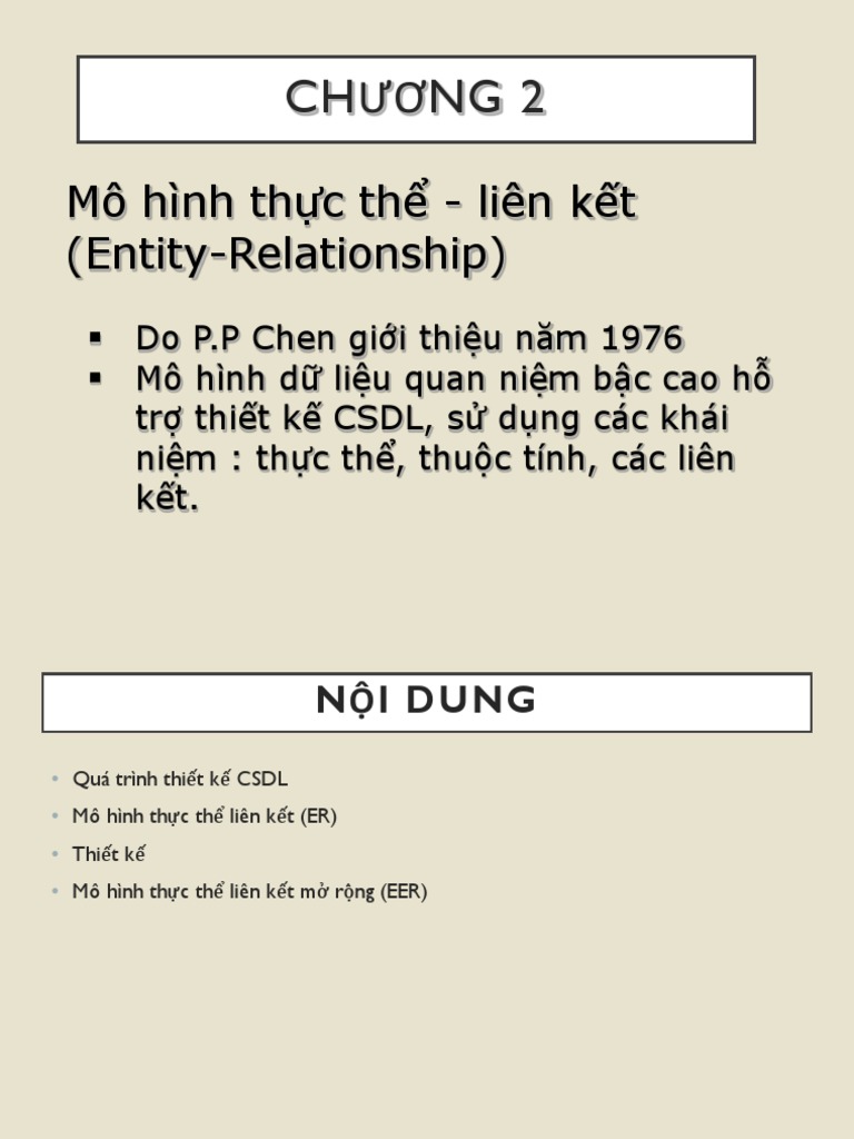 Chương 2: Mô hình thực thể - liên kết (Entity-Relationship) | PDF