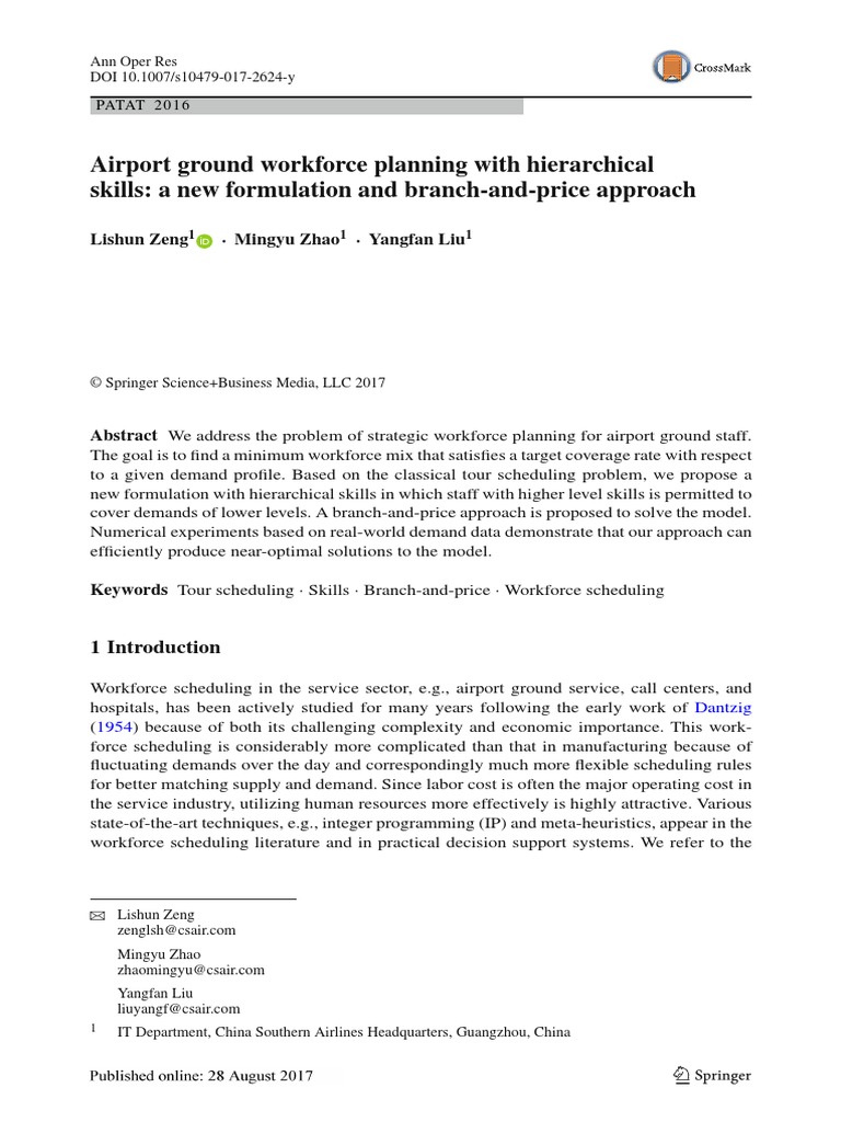 Airport Ground Workforce Planning With Hierarchical Skills: A New ...