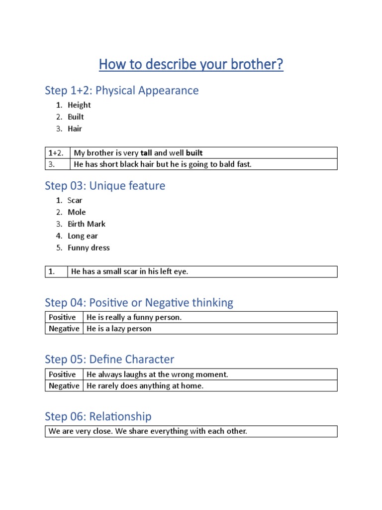 How To Describe Your Brother | PDF