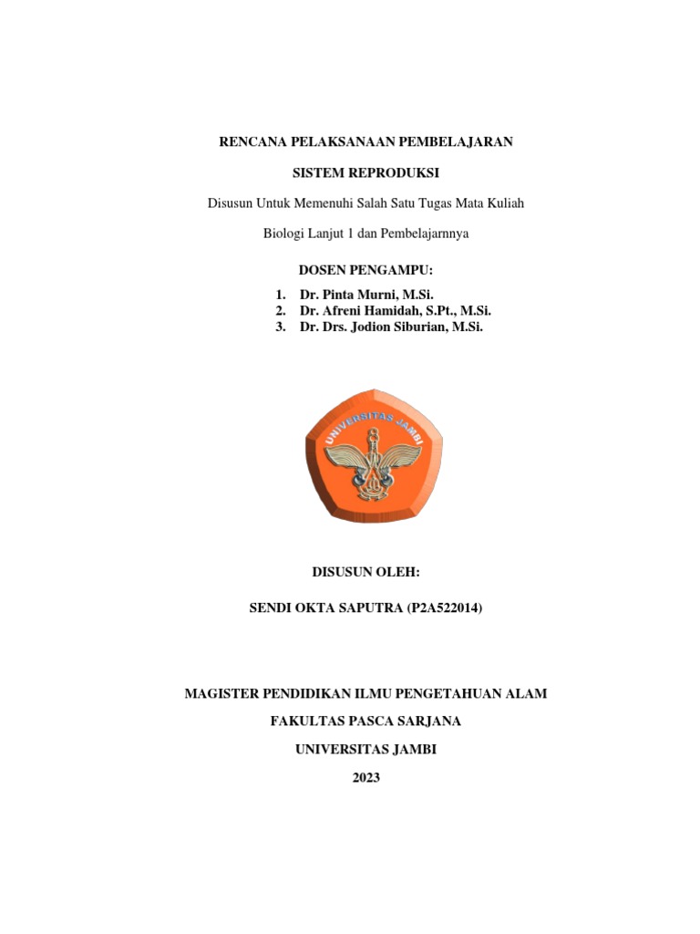 Sendi Okta Saputra - RPP Sistem Reproduksi | PDF