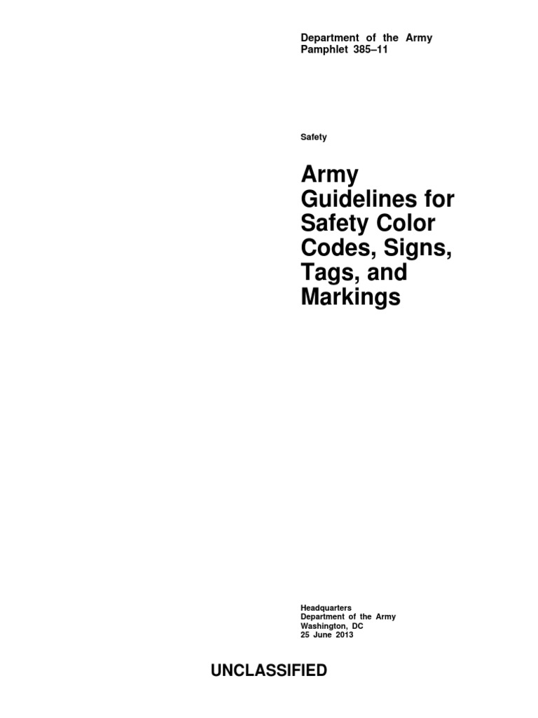DA PAM 385 11 - Army Guidelines For Safety Color Codes Signs Tags and ...