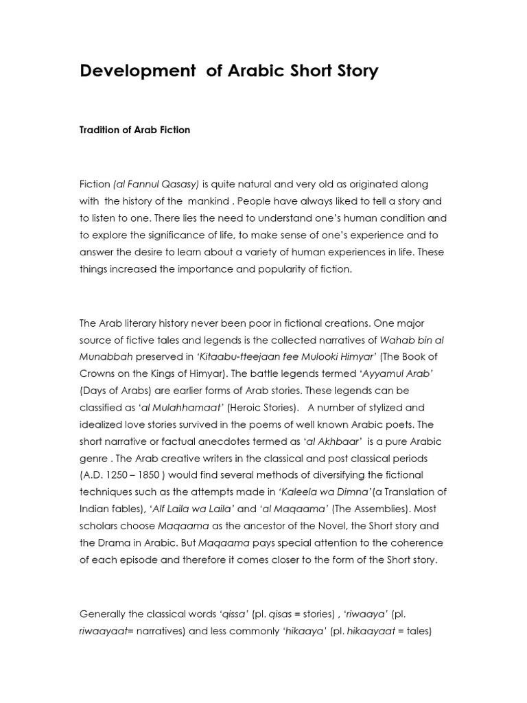 Development of Arabic Short Story | PDF | Narrative | Arabs