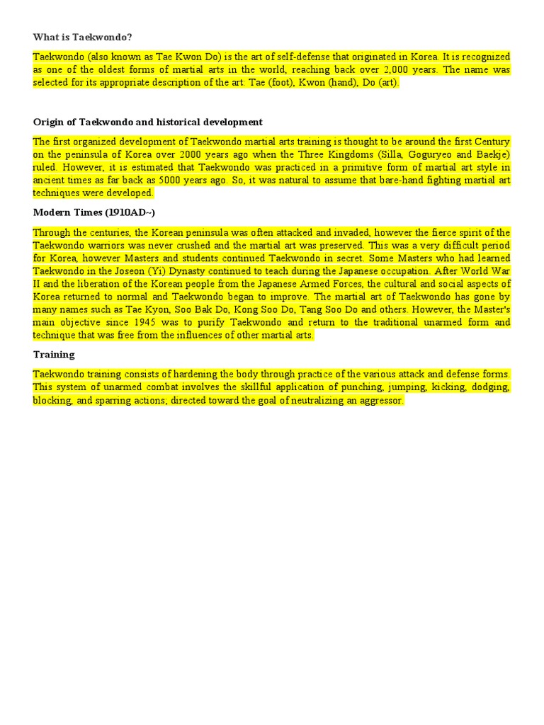 Taekwondo PE REPORT | PDF