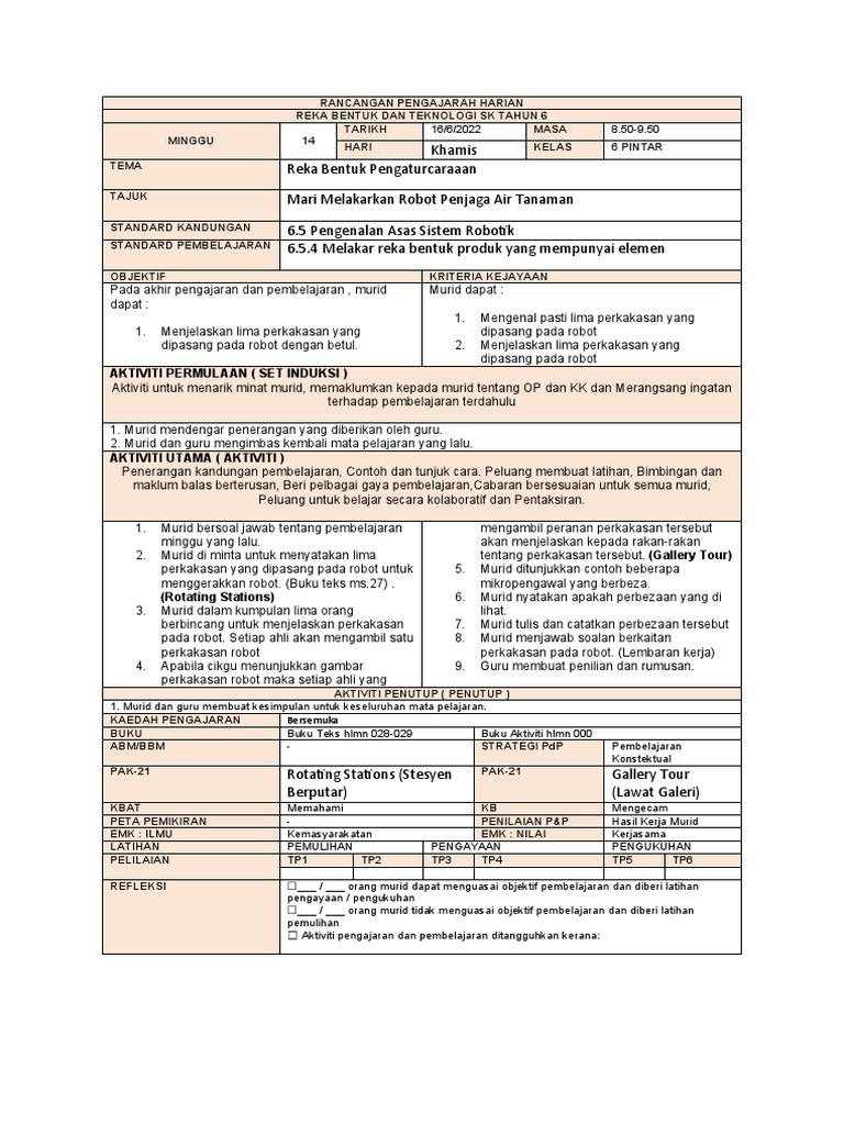 Minggu 15 RBT SK Tahun 6 2022 | PDF