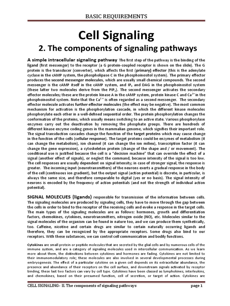 Cell Signaling The Components Pdf Cell Signaling Signal
