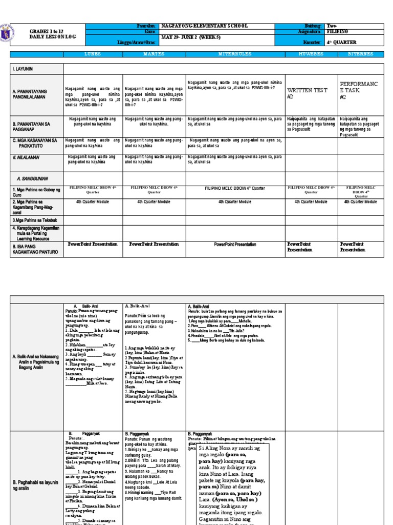 Filipino DLL Q4 Week-5 | PDF