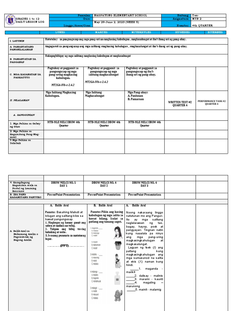 MTB DLL Q4 Week-5-Final | PDF