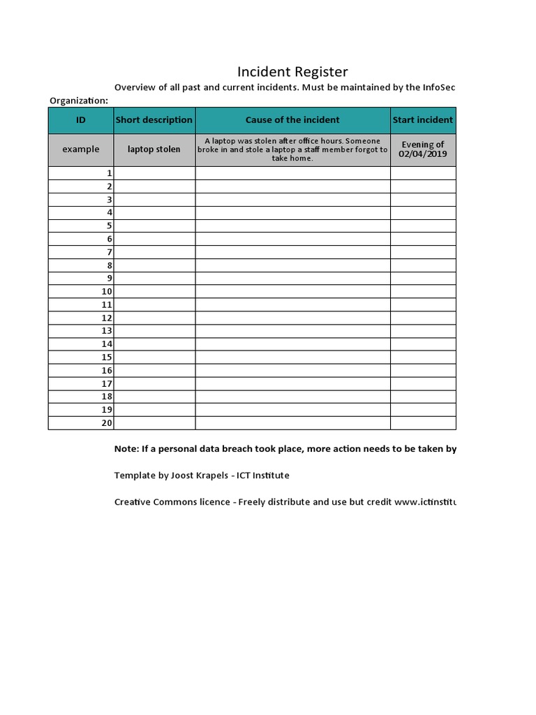 Template Incident Register en | PDF | Security Engineering | Cyberwarfare