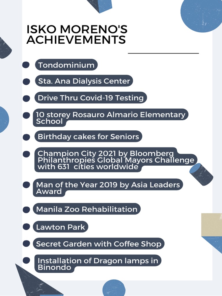 Isko Morenos Achievements | PDF