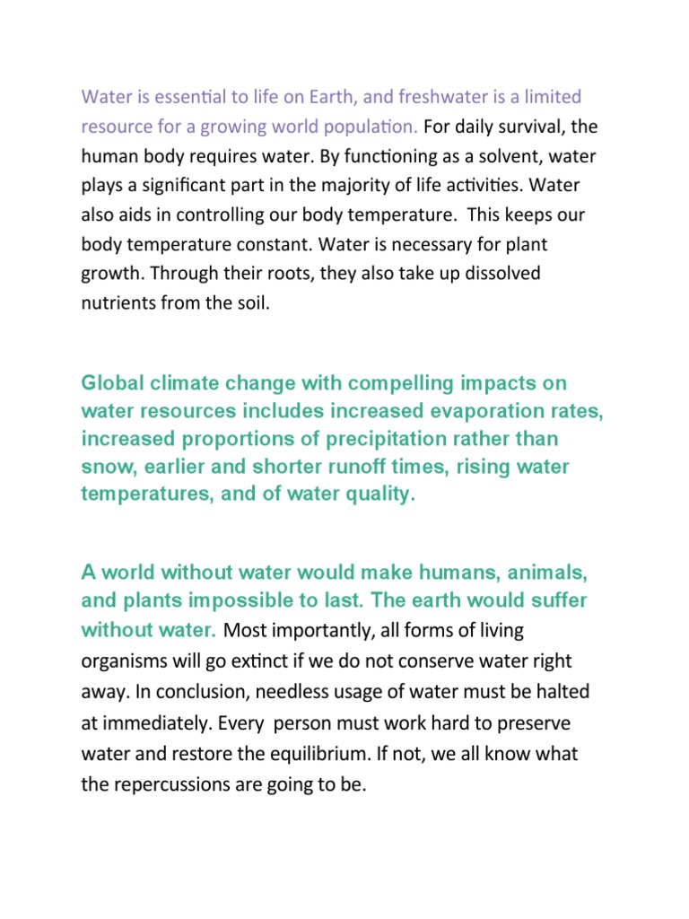 Water Is Essential To Life On Earth | PDF | Wellness
