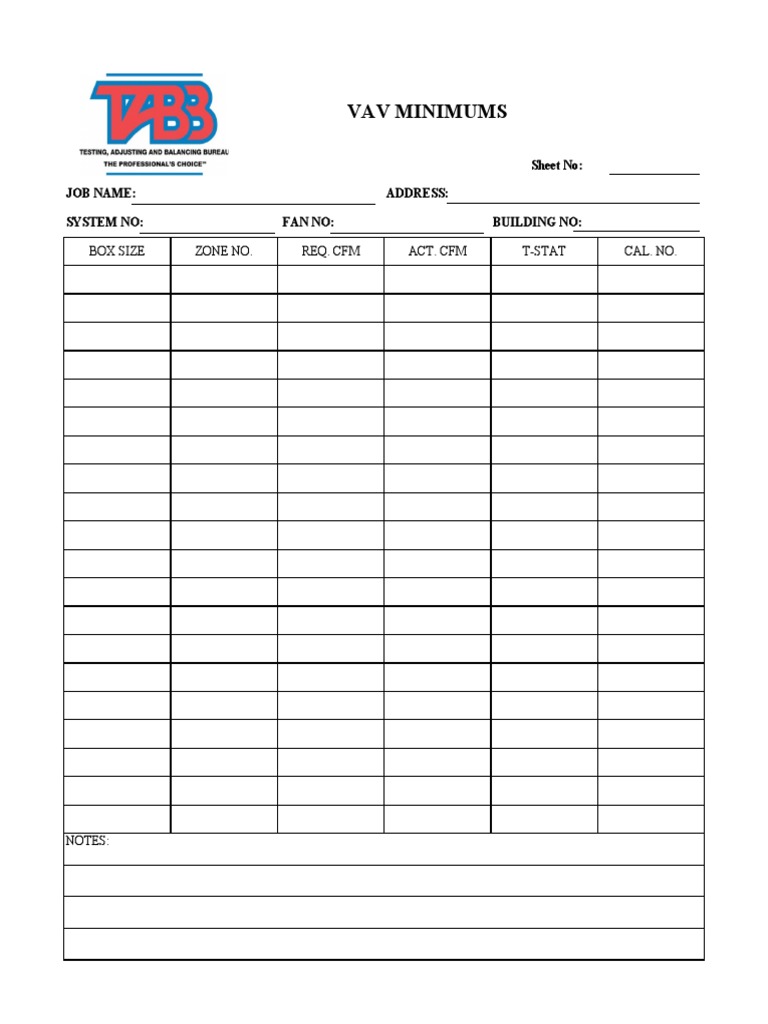 TABB Forms - Air Side VAV Report 2 | PDF