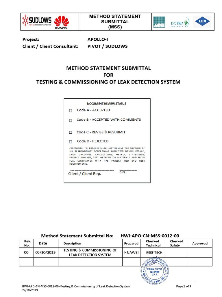 Leak Detection Method Statement Pdf