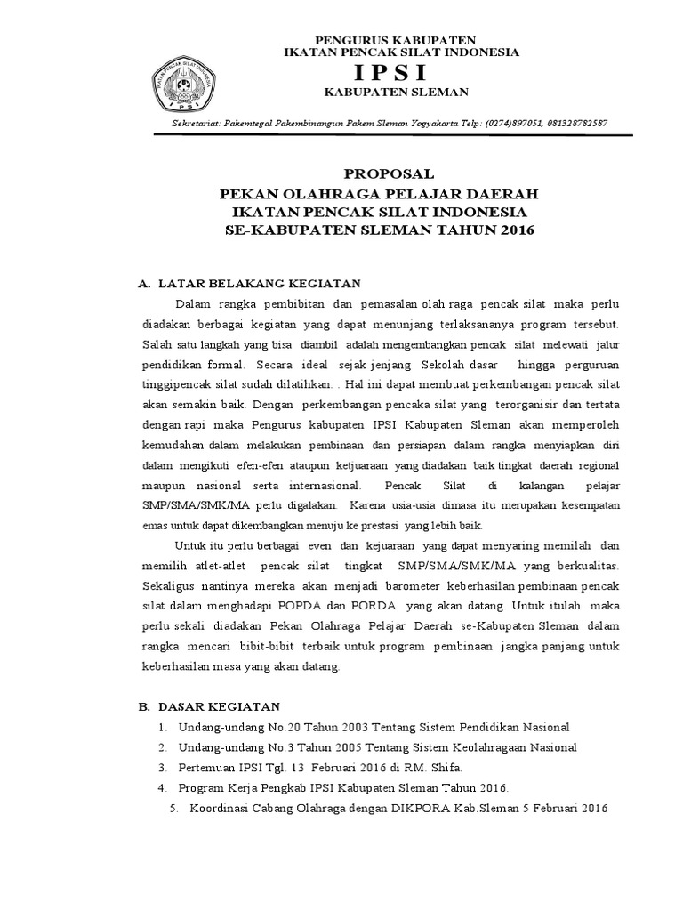 Proposal Popda Sleman 20161 | PDF