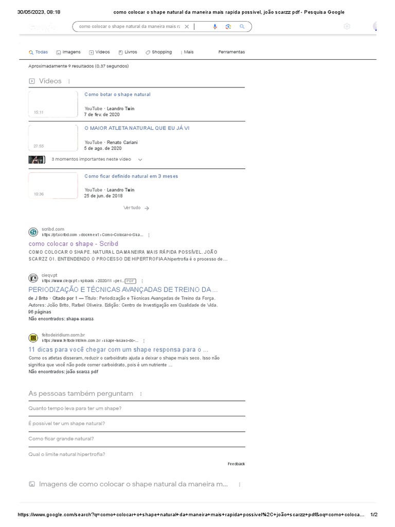 Como Colocar o Shape Natural Da Maneira Mais Rapida Possivel, João Scarzz PDF - Pesquisa Google ...