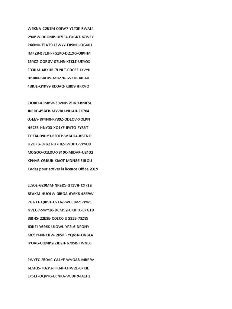 Clés de produit pour Office 2019 | PDF
