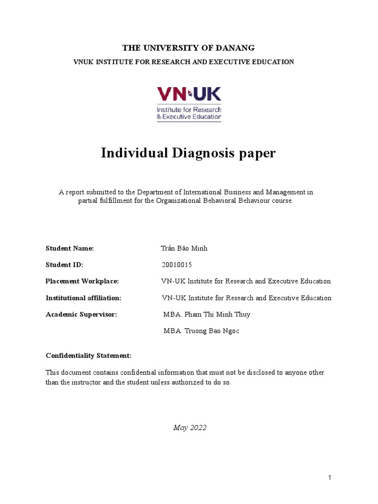 Individual Diagnosis Paper | PDF | Goal | Perception