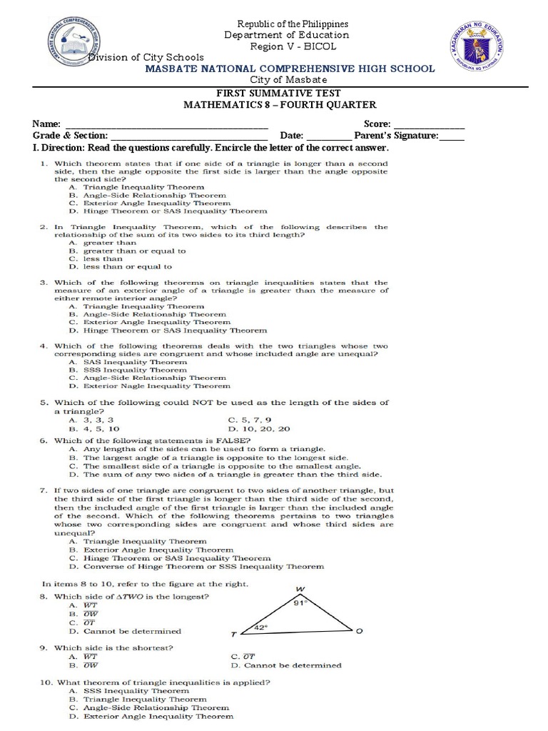 Summative Test 2 (Grade 8 - q4) | PDF