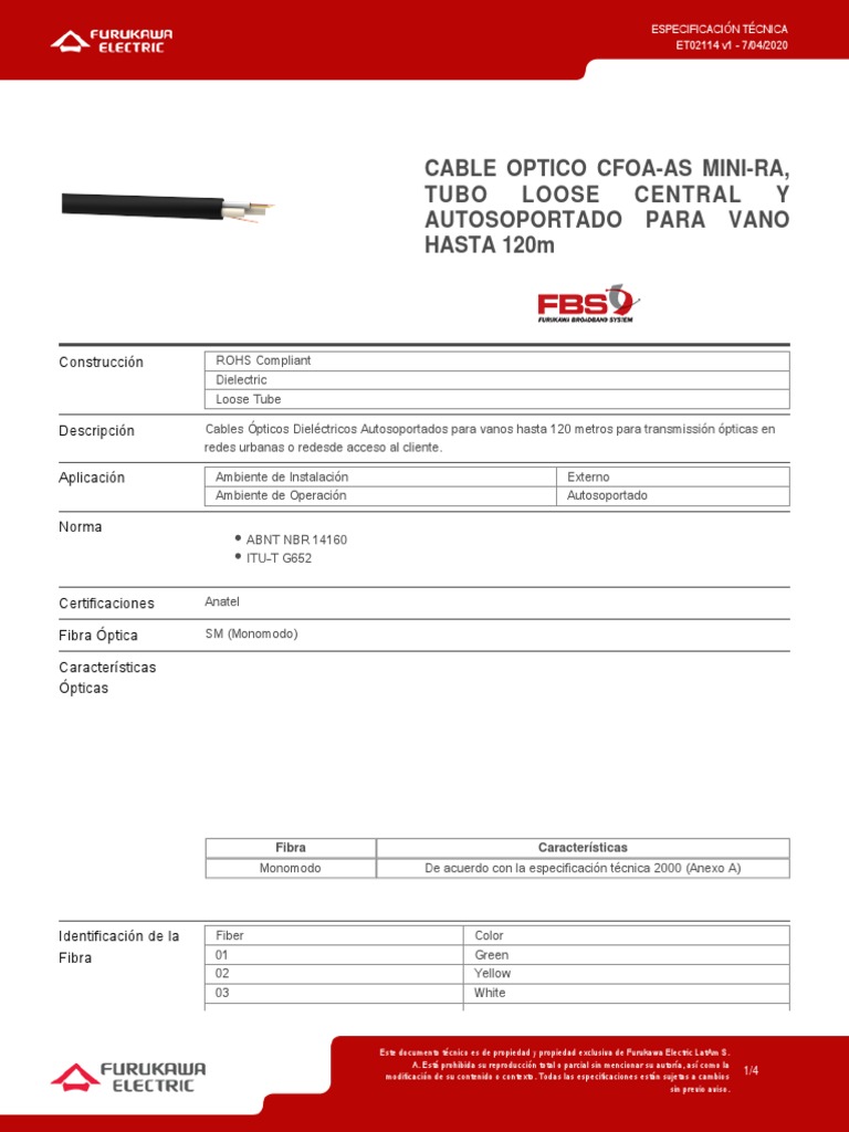 Especificación Técnica CFOA-AS | PDF