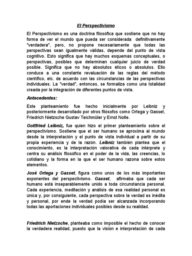 Perspectivismo y Constructivismo | PDF | Verdad | Metafísica