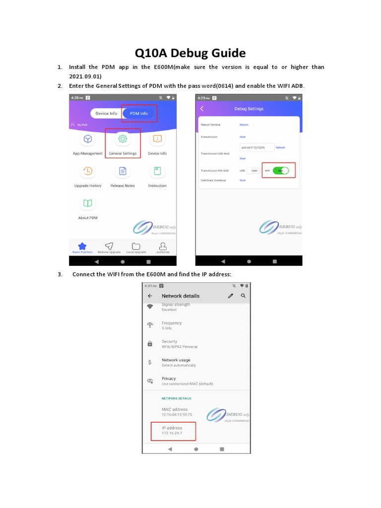 Debug Guide Device Q10A | PDF