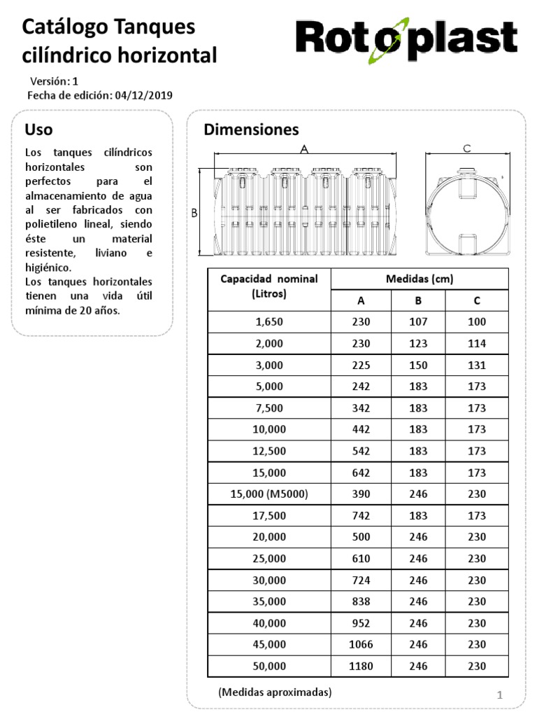 Catálogo Tanques Cilíndrico Horizontal | PDF | Agua | Aguas residuales