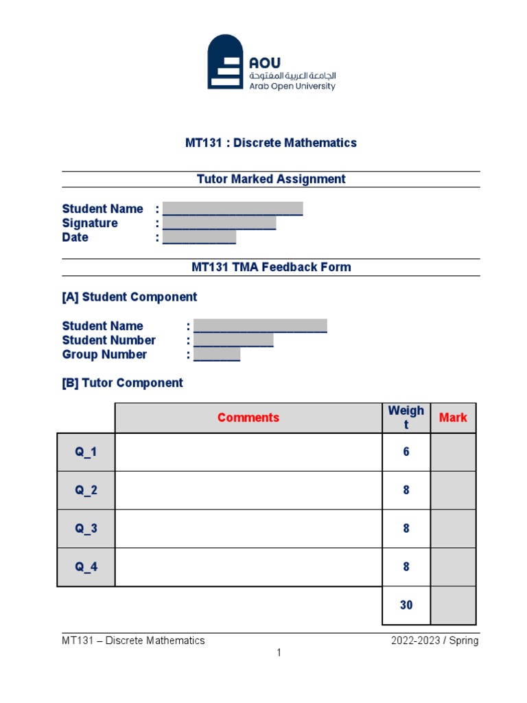 MT131 TMA 2nd 2022-2023 | PDF | Abstract Algebra | Mathematical Analysis