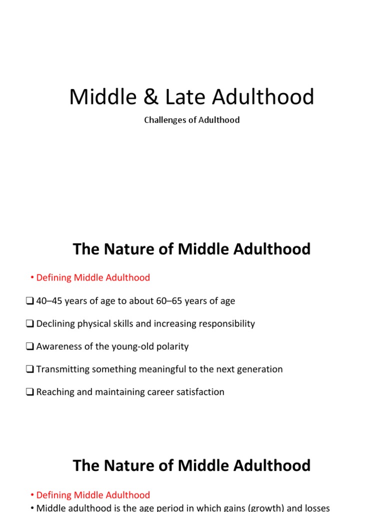 Chapter 6 Middle and Late Adulthood Part 1 | PDF