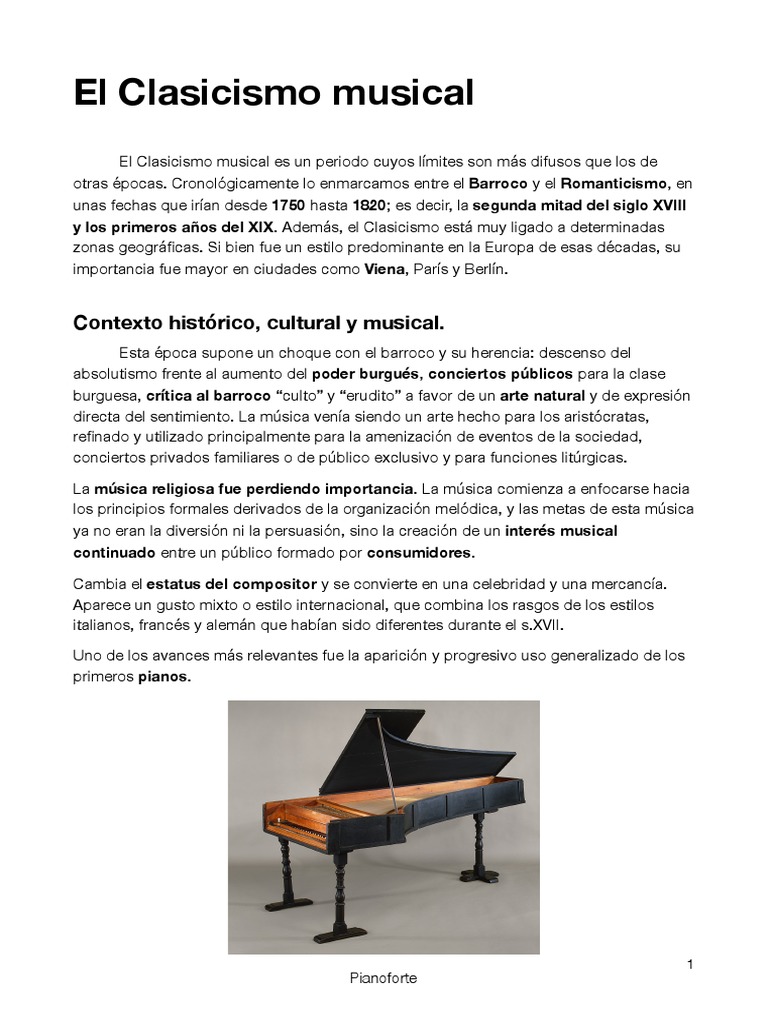 El Clasicismo | PDF | Periodo Clásico (Música) | Sonata