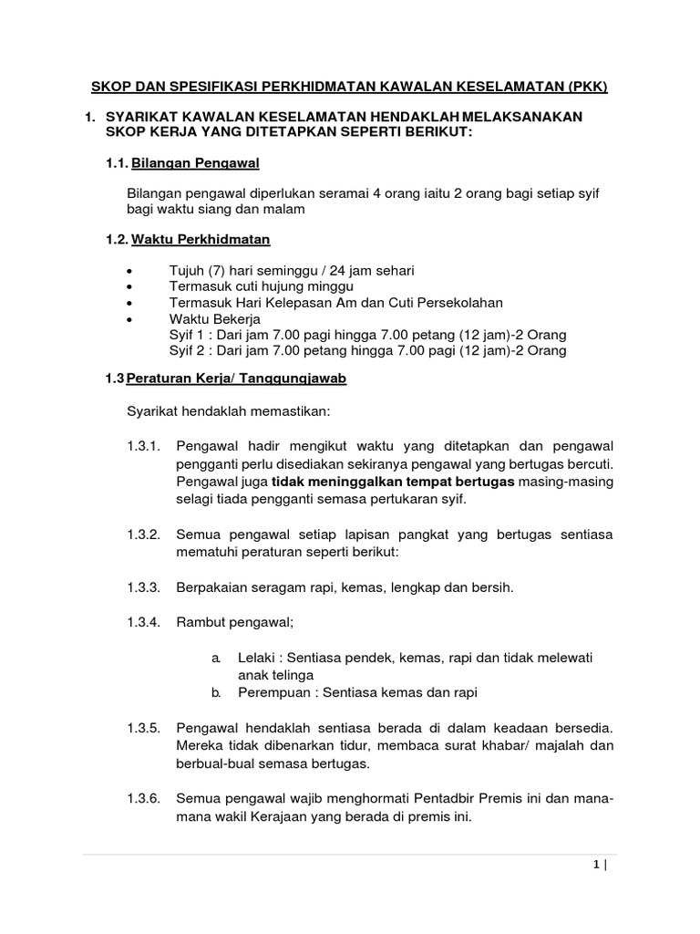 LAMPIRAN A2-Skop Dan Spesifikasi Perkhidmatan | PDF