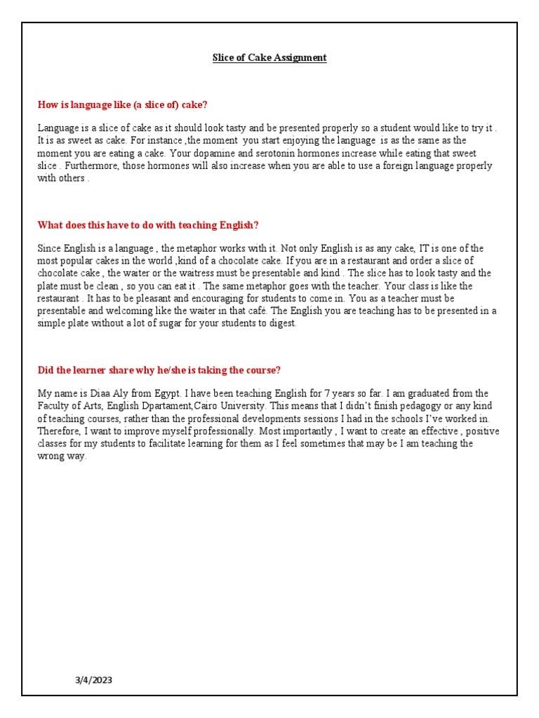 Slice of Cake Assignment | PDF
