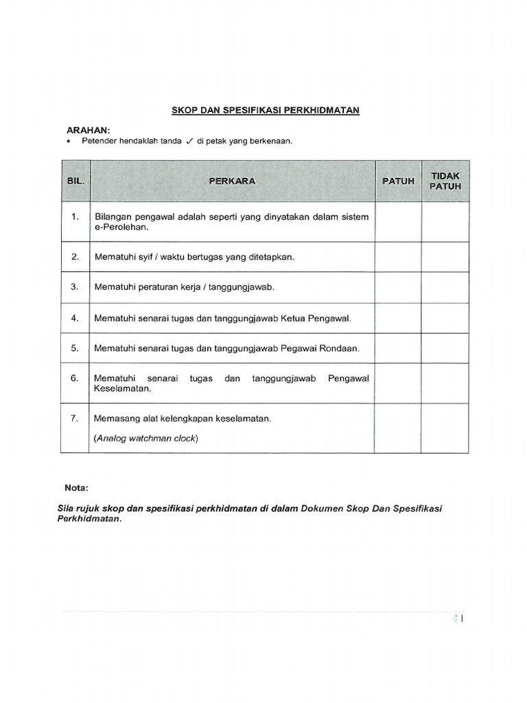 Pematuhan Skop Dan Spesifikasi | PDF