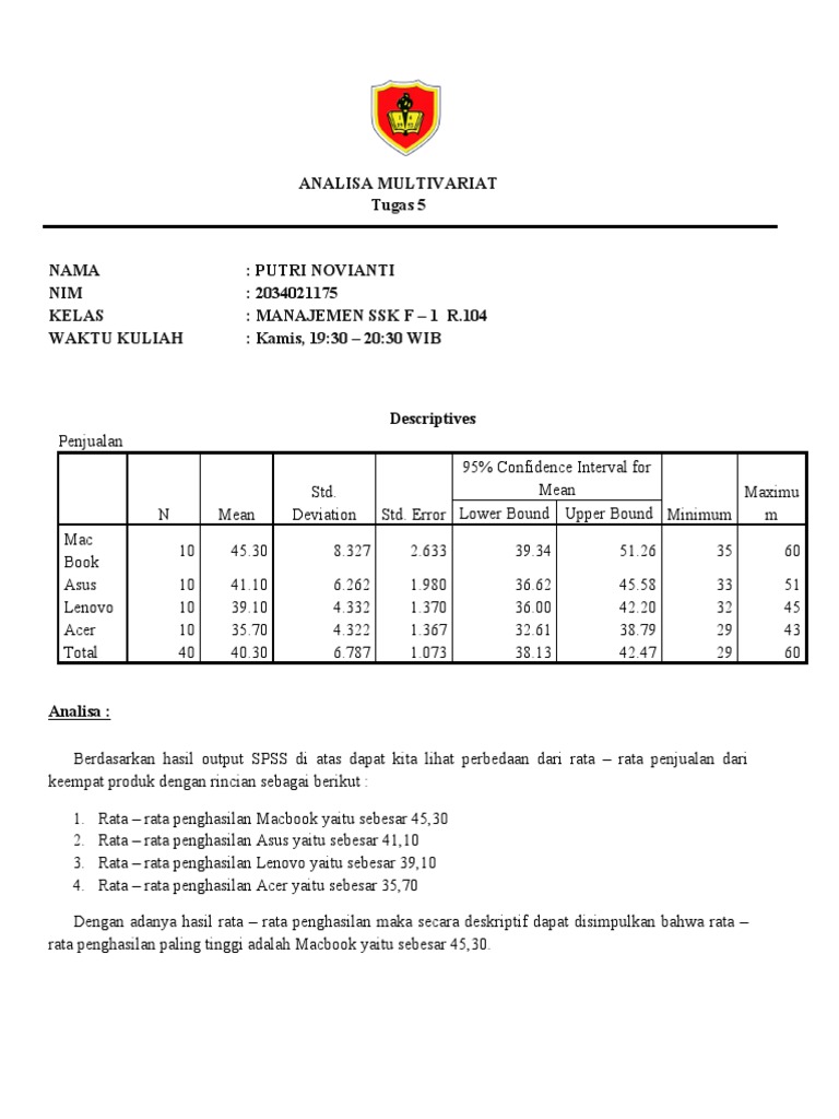 Analisis Multivariat 5 | PDF