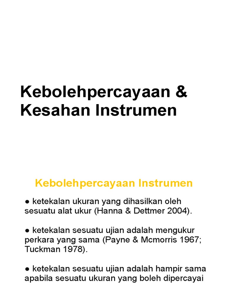 Kebolehpercayaan & Kesahan Instrumen - Google Slides | PDF
