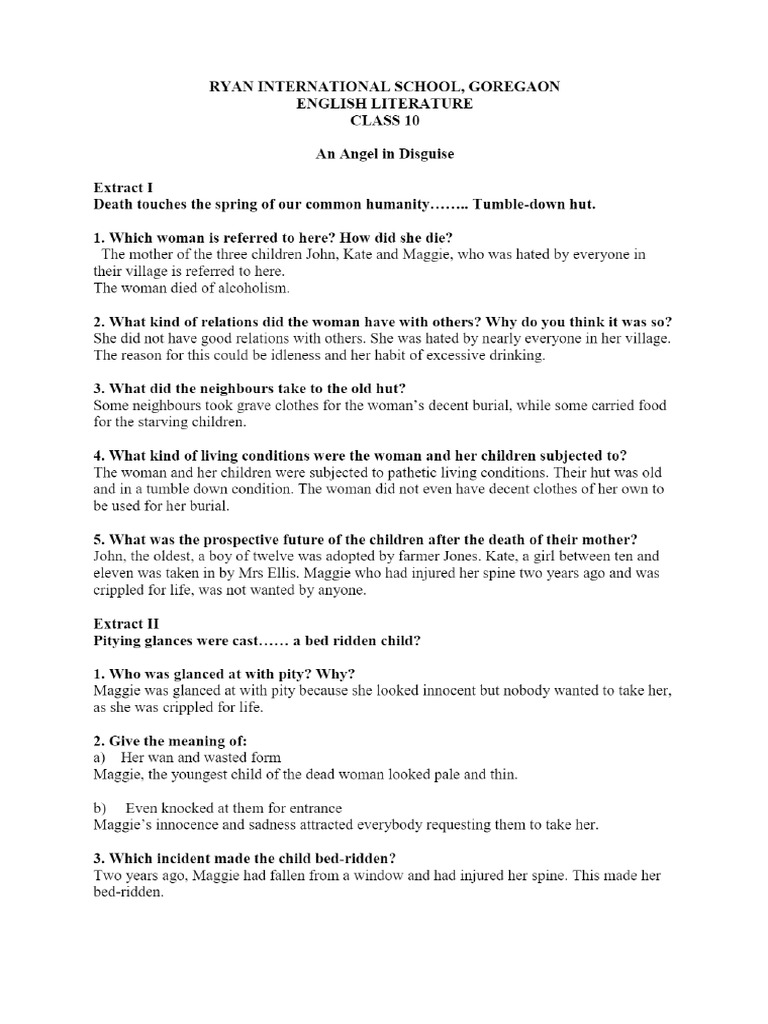 An Angel in Disguise Notes | PDF