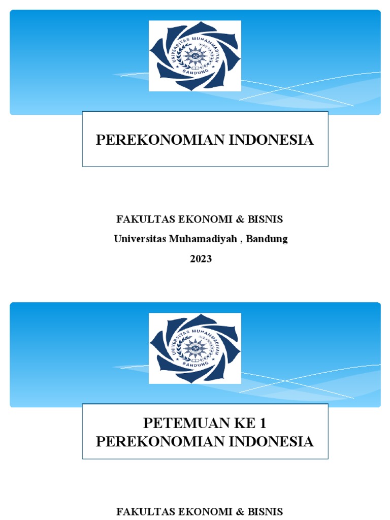 Perekonomian Indonesia Pertemuan Ke-1, Ke-2, Ke-3, Ke 4, Ke 5, Ke6 UMB ...