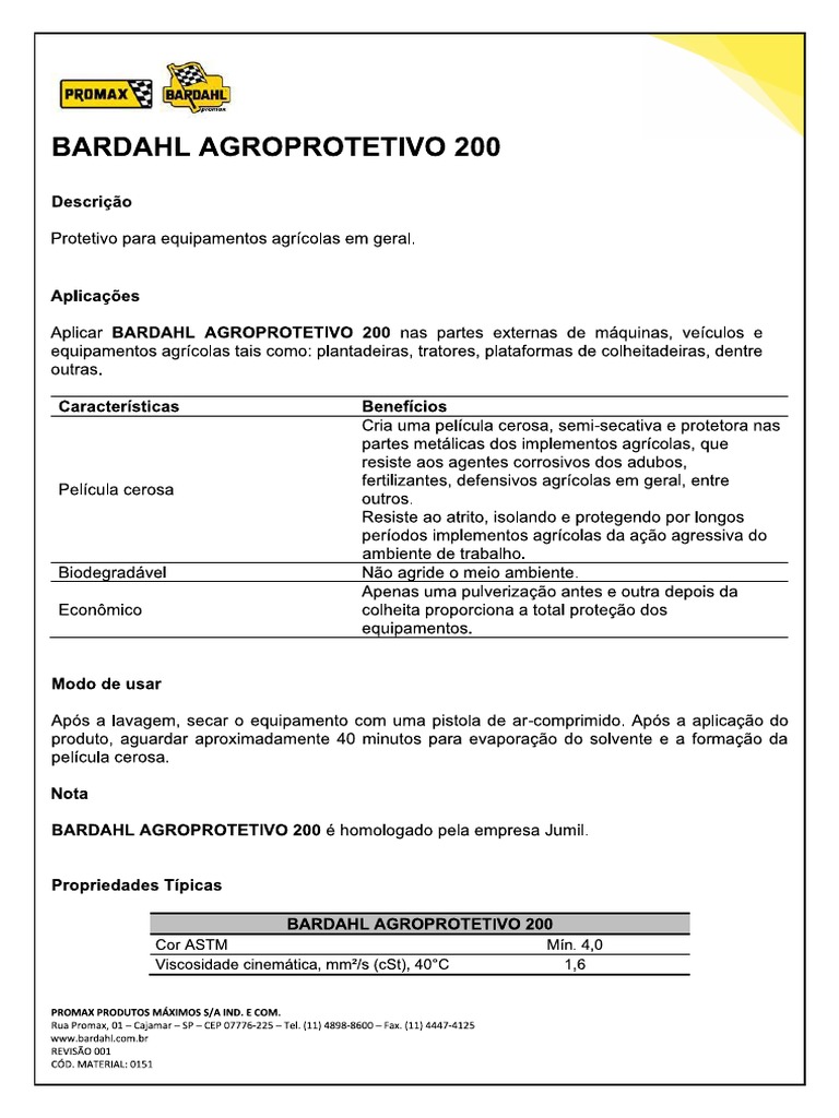 Bardahl Agroprotetivo 200 - BT | PDF