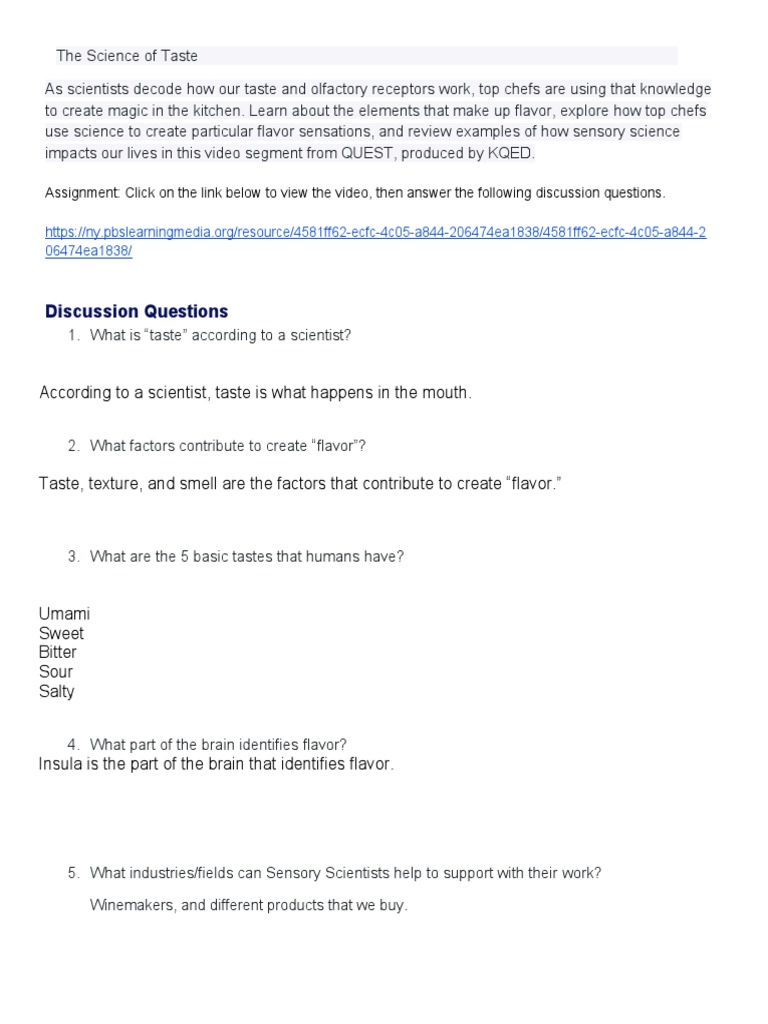 The - Science - of - Taste Answer | PDF