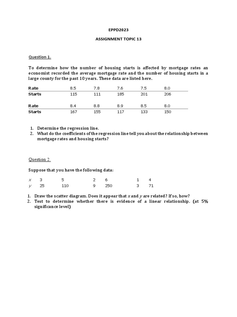 Assignment Topic 13 | PDF | Coefficient Of Determination | Regression ... Assignment Topic 13 | PDF | Coefficient Of Determination | Regression ...