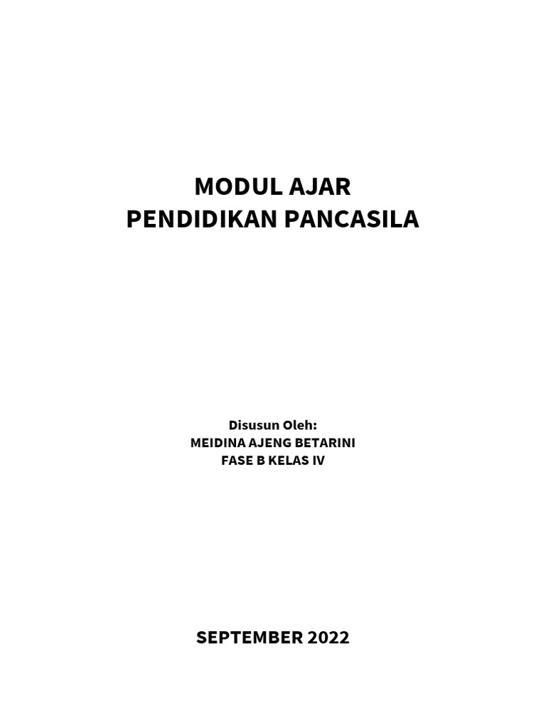 Modul Ajar Pendidikan Pancasila Fase B Kelas IV | PDF