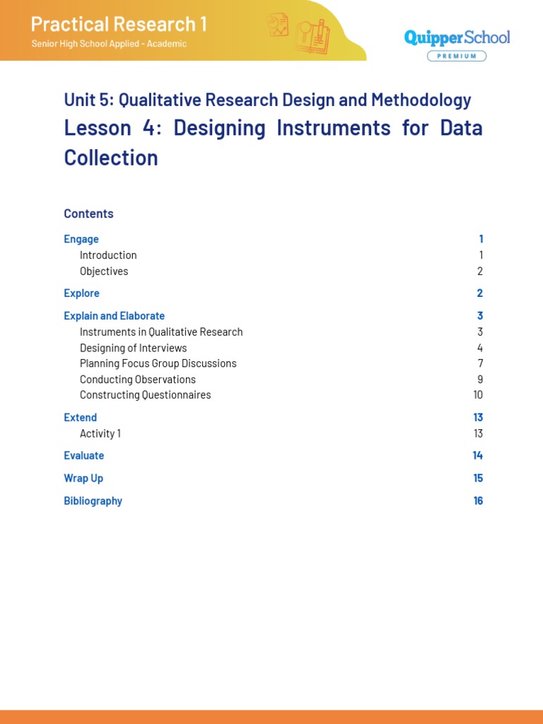 MODULE UNIT 5 LESSON 4 Designing Instruments For Data Collection | PDF ...