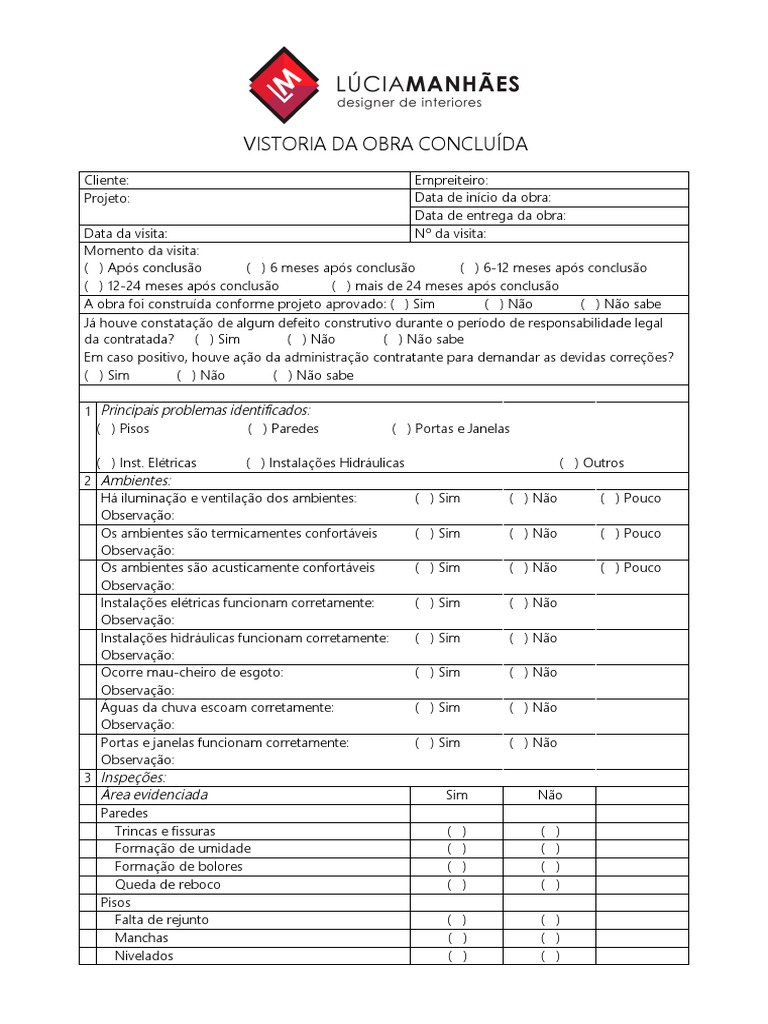 Checklist Obra Concluída | PDF