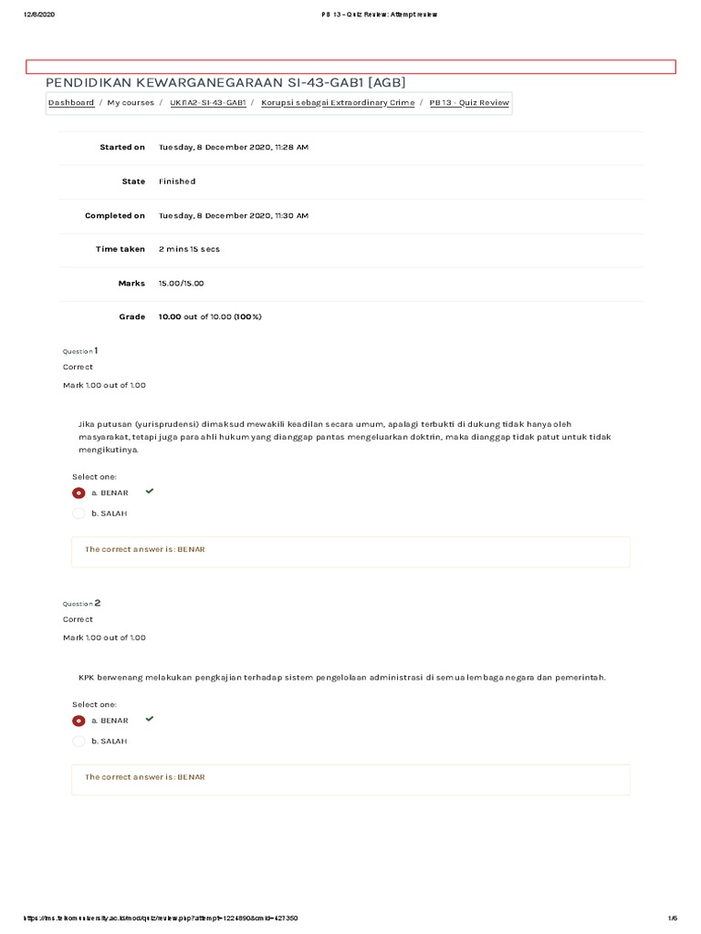 PB 13 - Quiz Review - Attempt Review | PDF