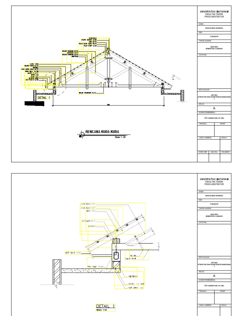 Detail Konstruksi Atap - Bagus Ibnu Handika | PDF