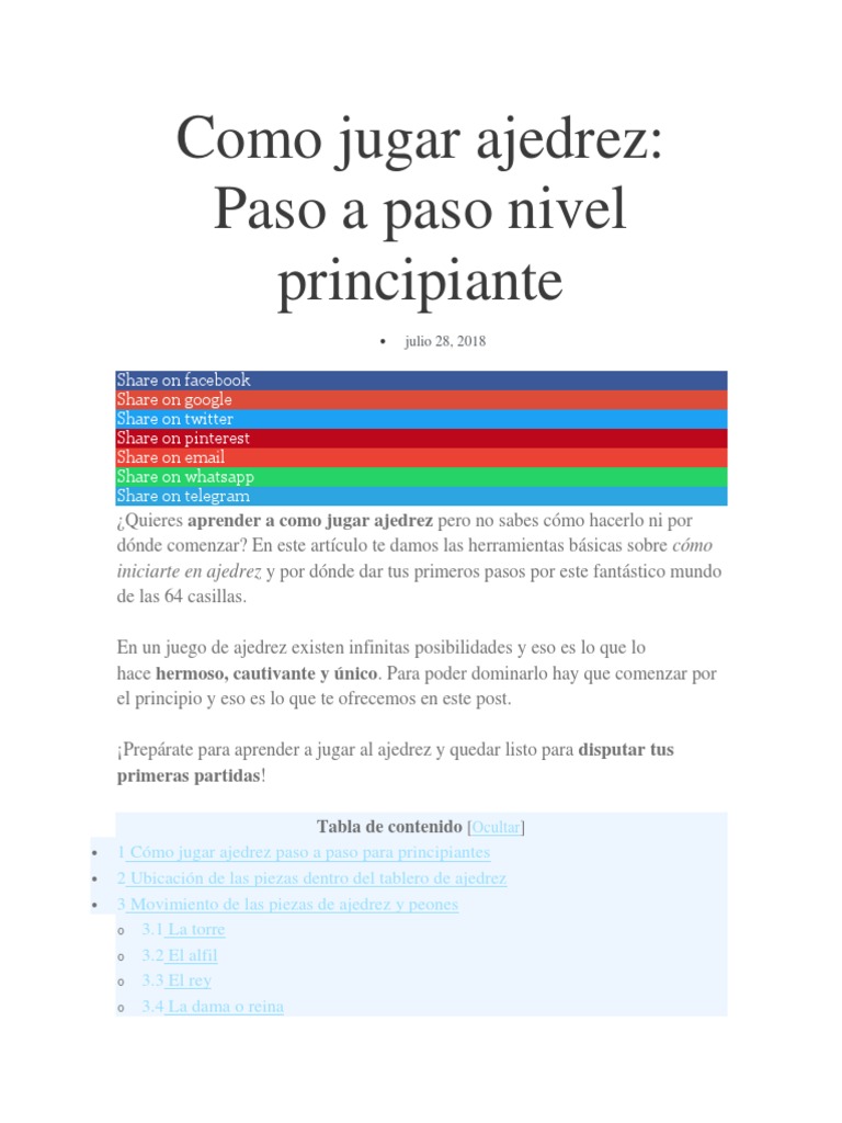 Como Jugar Ajedrez | PDF | Ajedrez | Estrategia de ajedrez